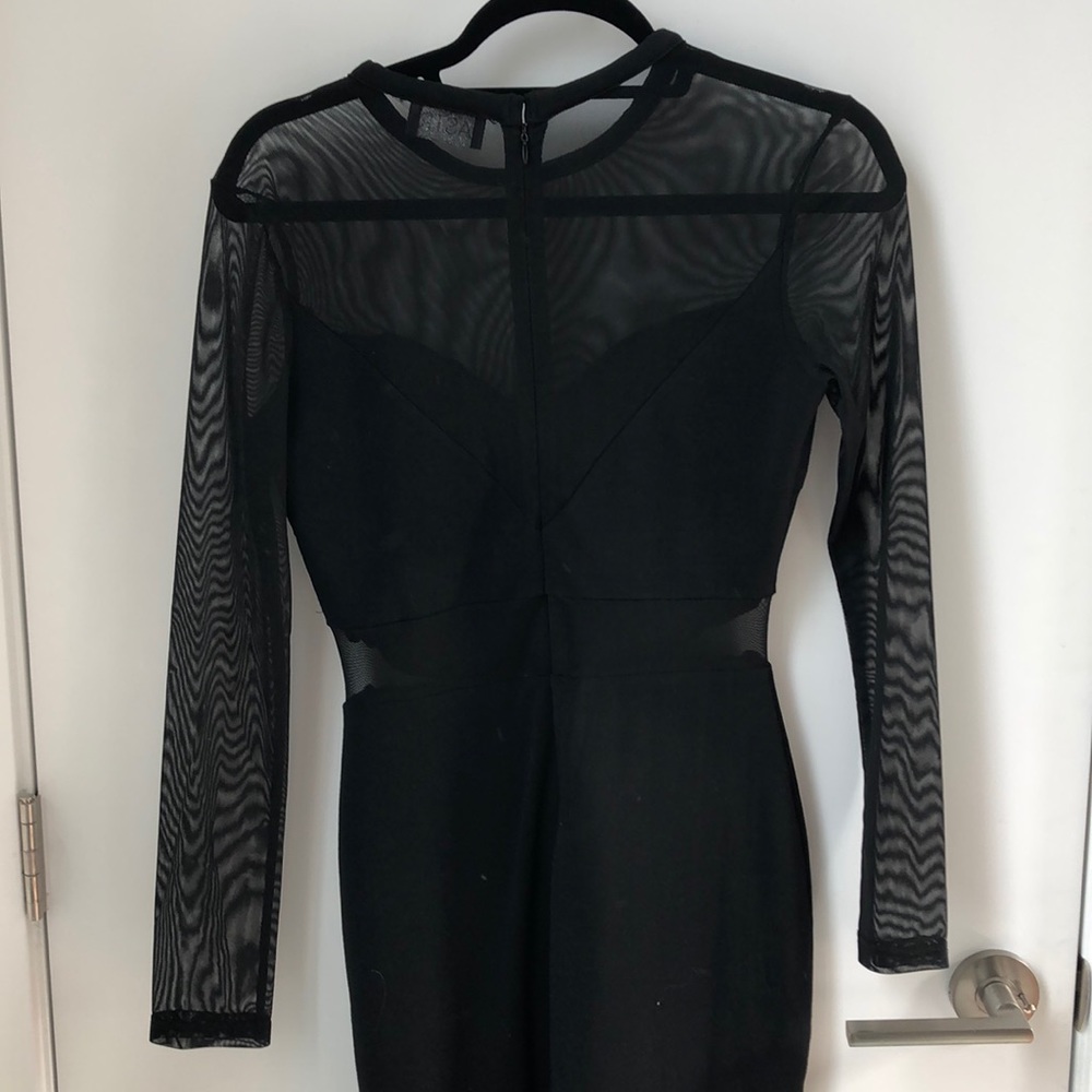 Black Mesh Mini Dress - Gem